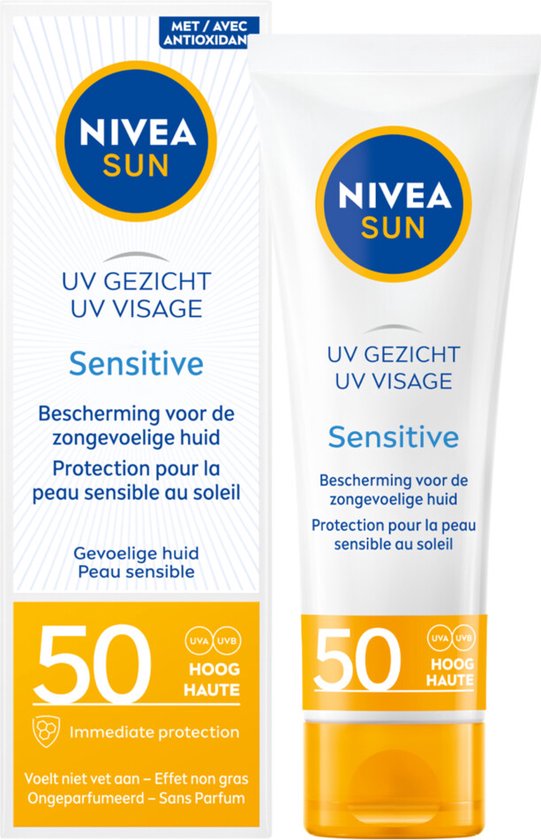 2x Nivea Sun Sensitive Zonnecreme Gezicht SPF 50+ 50 ml | bol.com