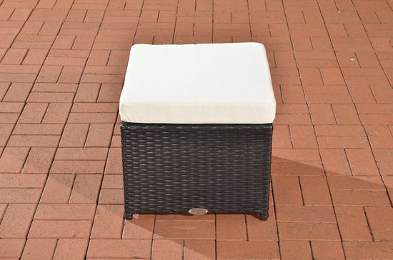 Loungeset poef - Bijzetkruk - Poef - Voor buiten - Tuinmeubelen - Creme ...