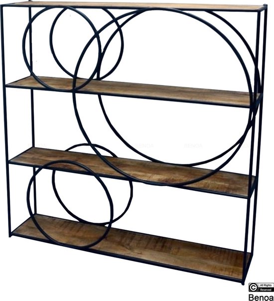 Wandkast - Muurkast- Treeriver Wooden Iron Cabinet - 120 cm - woonkamer ...