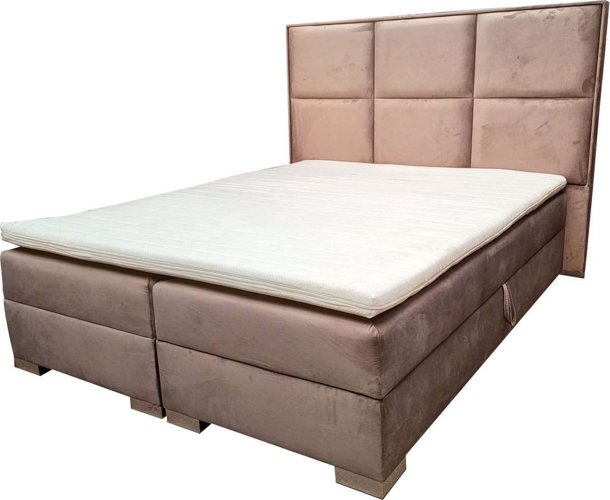 Boxspring bed Grand 120x200 CM - Velvet Beige - compleet bed met ...