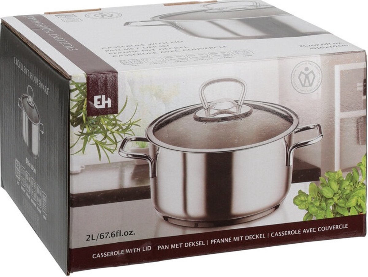 Roestvrijstalen pan 2,0 liter - met glazen deksel | bol.com