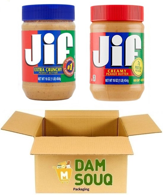 Mixpak Jif Pindakaas Creamy en Extra Crunchy (2 x 454GR) | bol