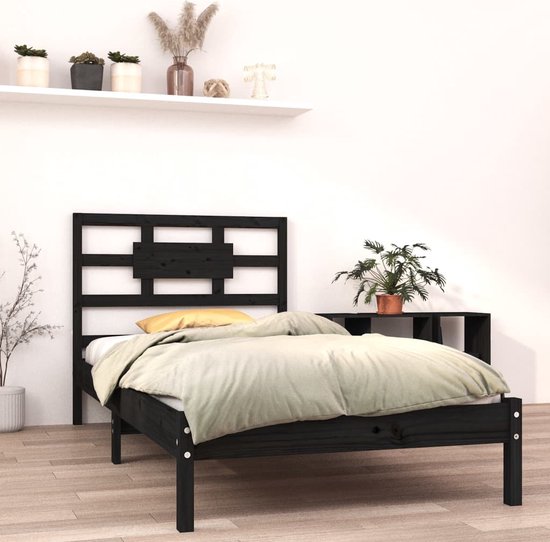 Furniture Limited - Bedframe massief hout zwart 90x190 cm 3FT Single ...