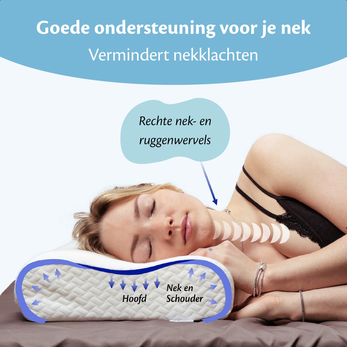 Ella® Orthopedisch Hoofdkussen tegen Nekklachten - Ergonomisch Hoofdkussen van... | bol