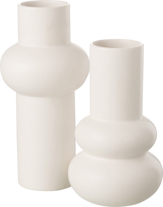 J-Line Vaas Noa Keramiek Wit - Bloemenvaas 30 cm hoog | bol.com