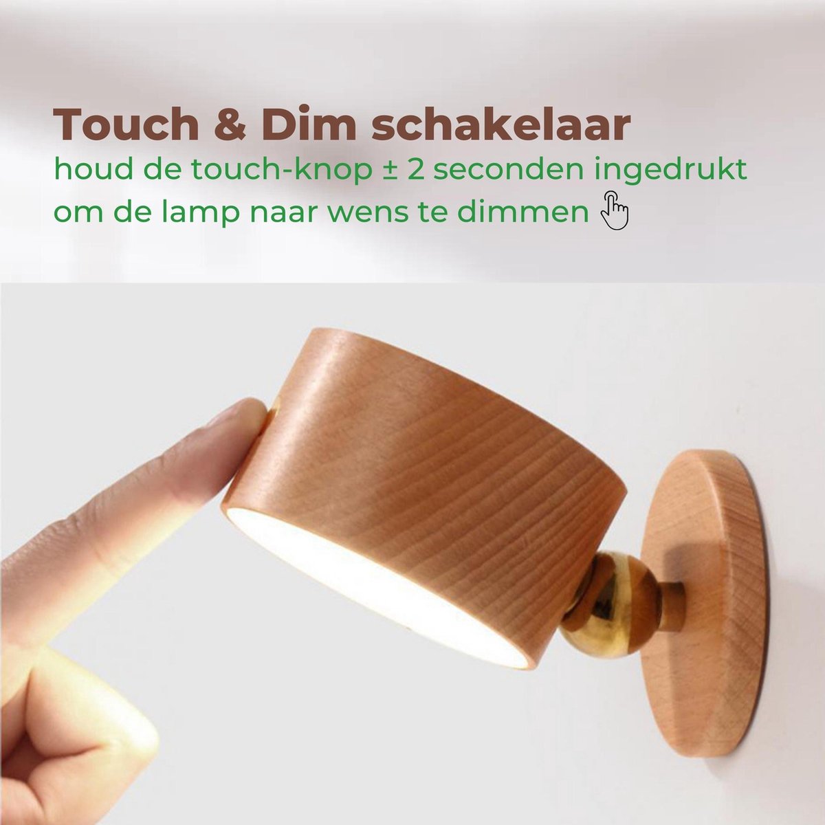 KL Home® - LED wandlamp dimbaar - Draadloos - Oplaadbaar - schroefloos ...