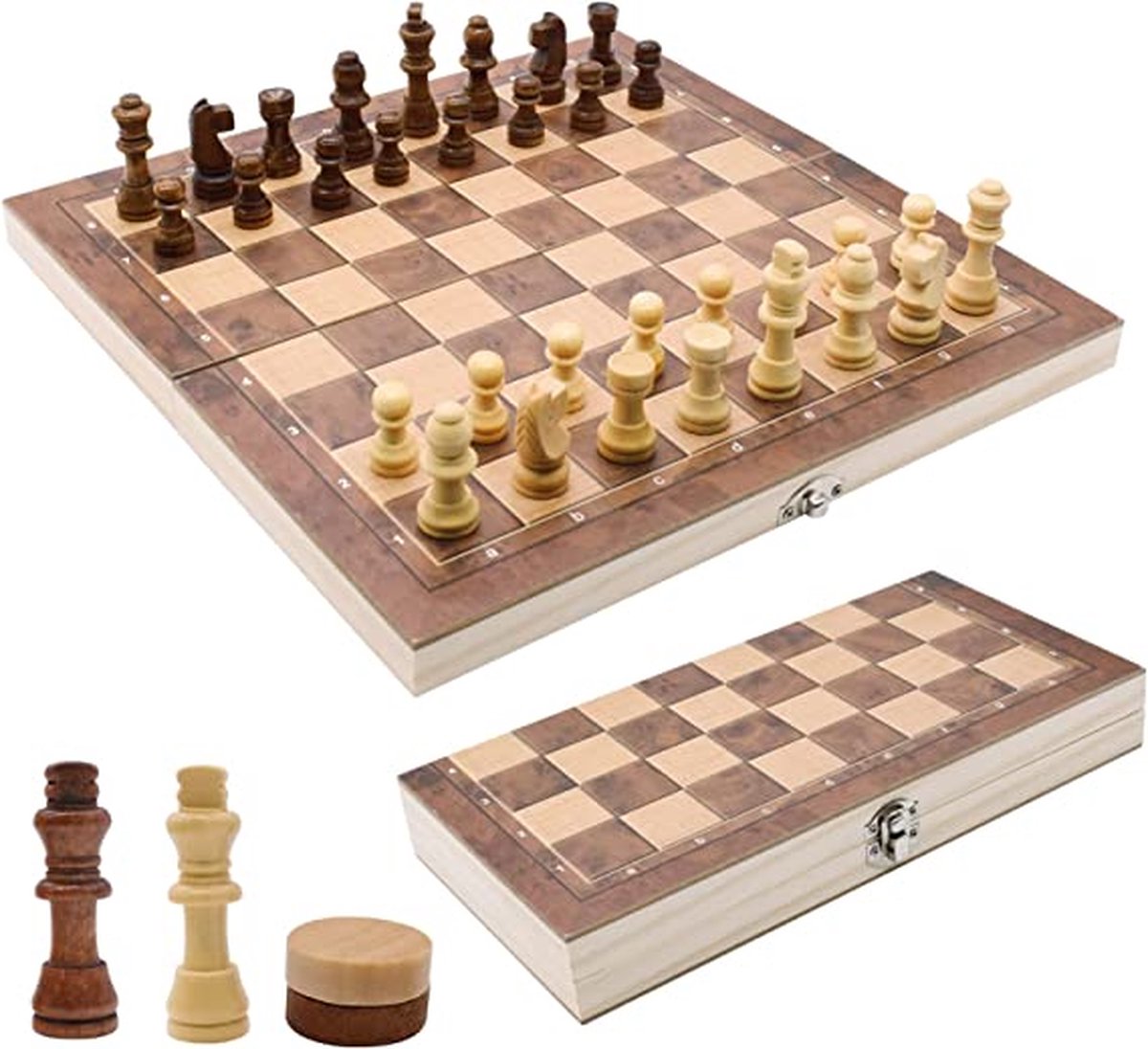 Schaakbord \ Chess figures and chessboard made of wood - Houten ...