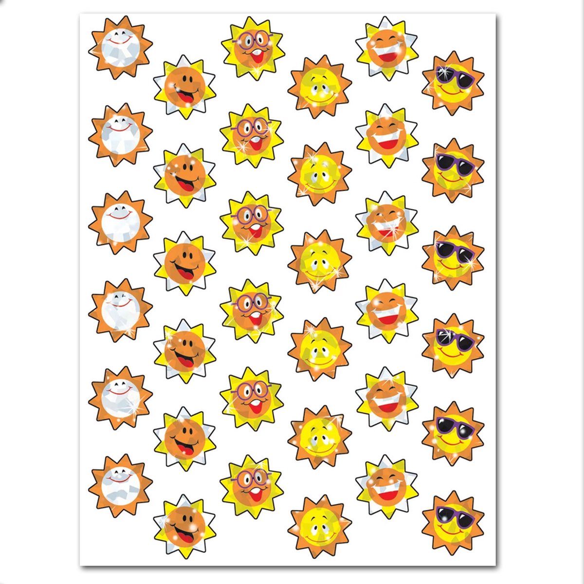 Sparkle Zonnetjes Stickervellen - Glinsterende Zonnetjes Stickers ...