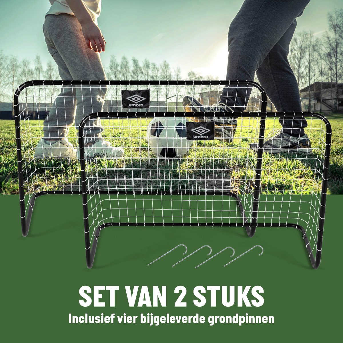 Umbro Voetbaldoel Set 2 st. - Mini Voetbal - Mini Football Set - met 4 ...