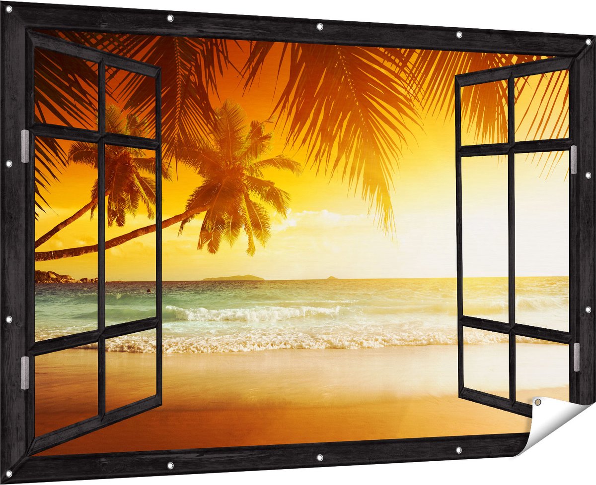 Gards Affiche de Jardin Transparente Plage Tropicale au Coucher de ...