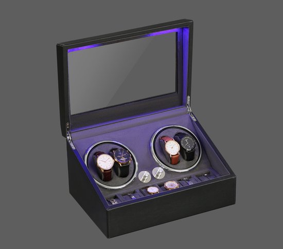 Olvy Luxe Watchwinder 4+6 - Voor 10 Horloges - Met LED Verlichting ...
