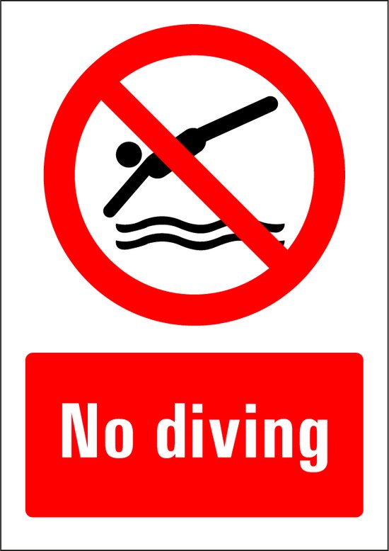 No diving sticker 210 x 297 mm | bol