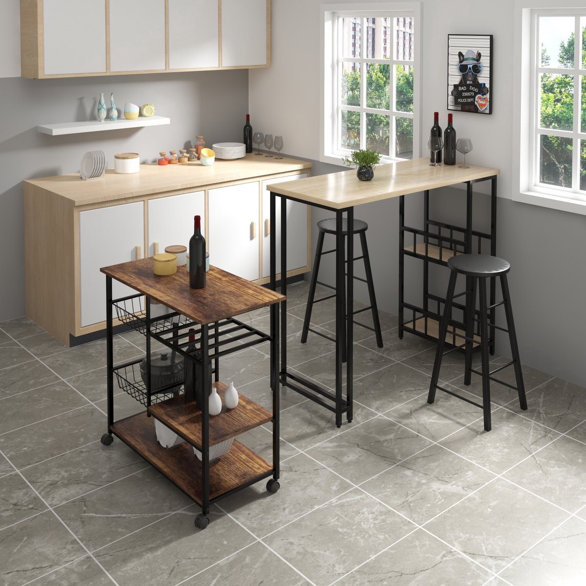 Chariot de cuisine industriel sur roulettes - Chariot, chariot de ...