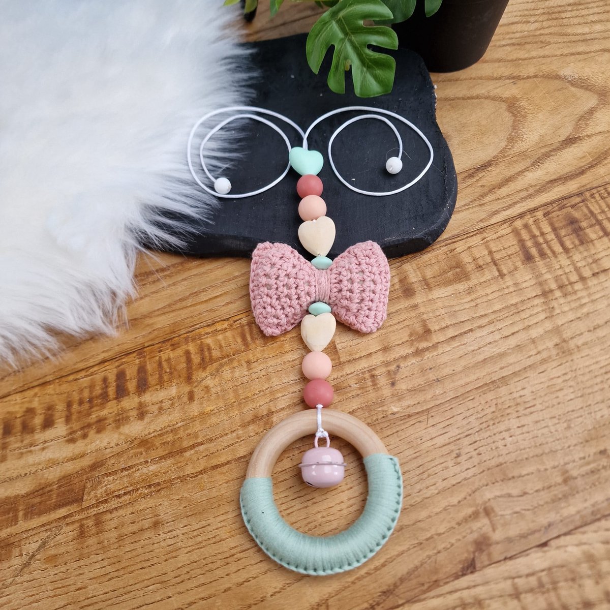 Happy Bebie | Ring | Maxicosi-hanger | Kraamkado | Silicone | Houten ...