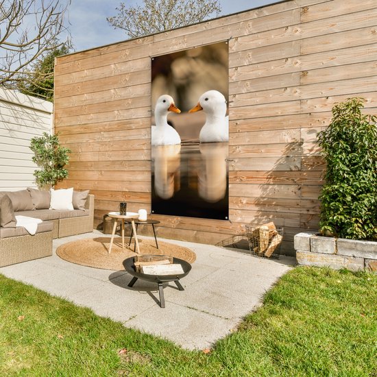 Tuinposter 80x160 cm - Tuindecoratie Eend - Wit - Dieren - Water ...