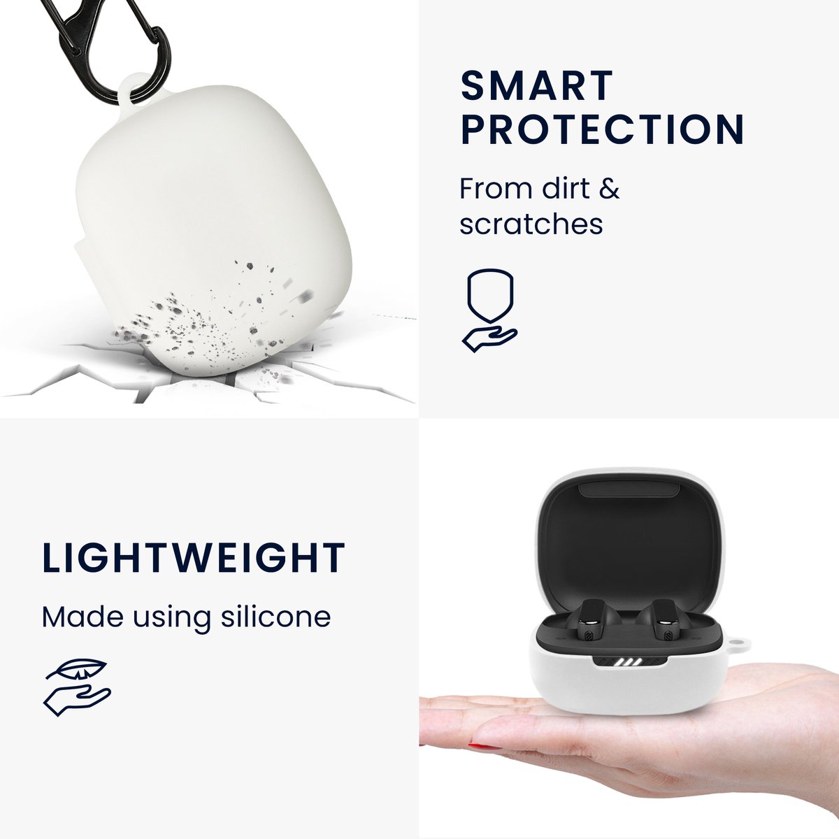 kwmobile set case & koord voor oordopjes - Compatibel met JBL LIVE Pro ...