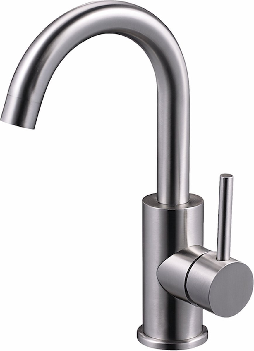 WOON-DISCOUNTER.NL - Wastafelkraan Kastrup laag (RVS) - Geborsteld RVS ...