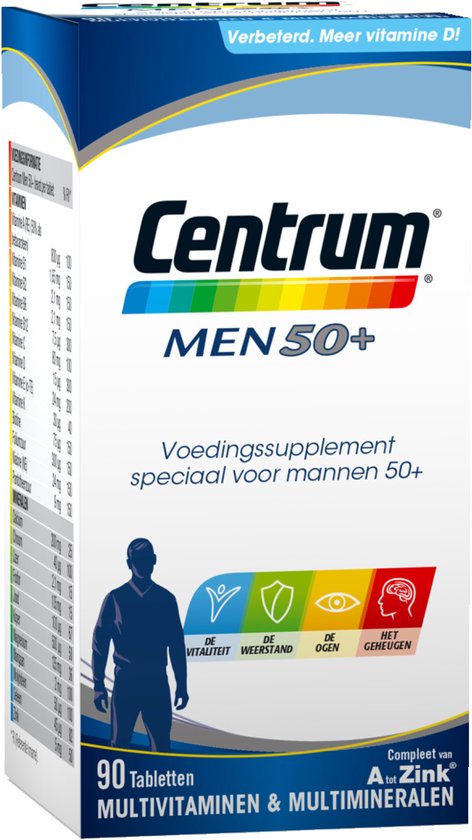 Centrum Men 50+ - 90 Tabletten - Multivitaminen | bol.com