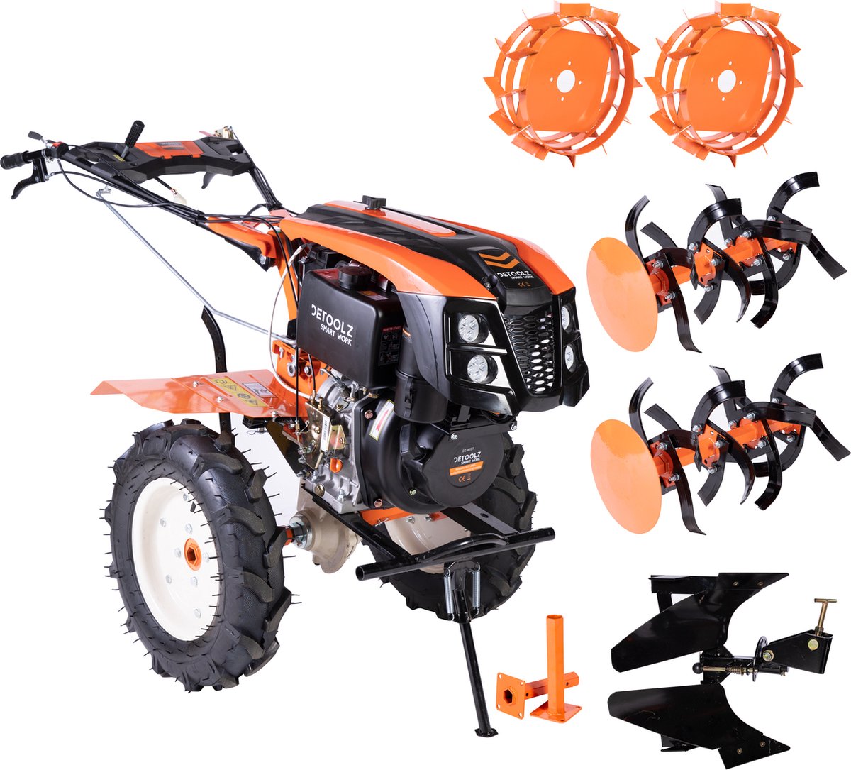 Grondfrees 10CP ploeg grote omkeerbaar + metalen wielen 418CC+ | bol