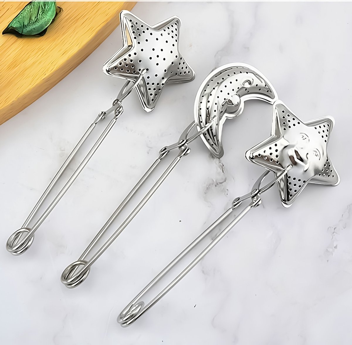 TeaLux Set van 5 Stuks RVS Theefilters met Lekbakjes - Theezeef voor ...