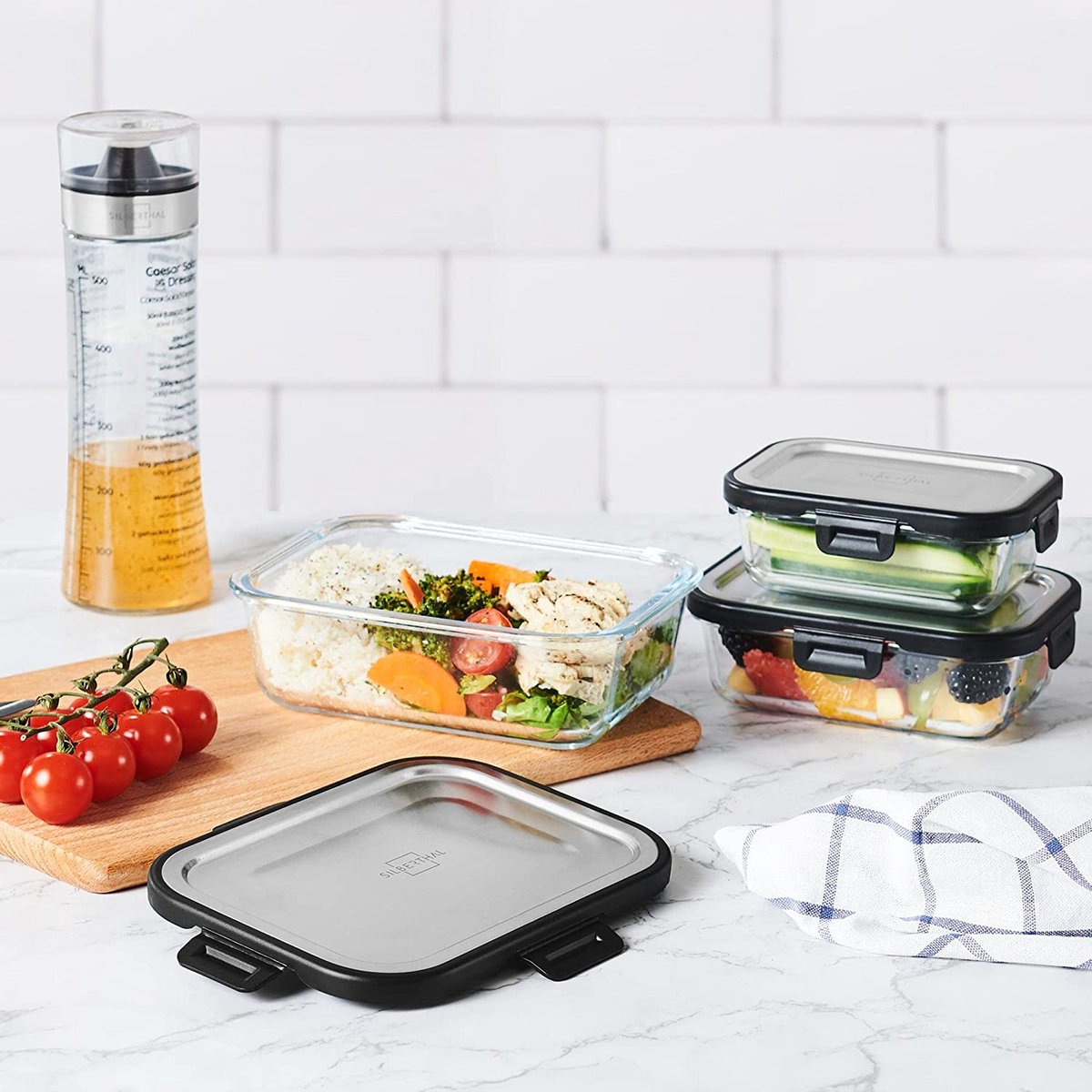 SILBERTHAL Récipient en Verres avec couvercle avec fonction Easy Lock ...