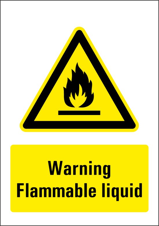 Warning flammable liquid sticker 210 x 297 mm | bol.com