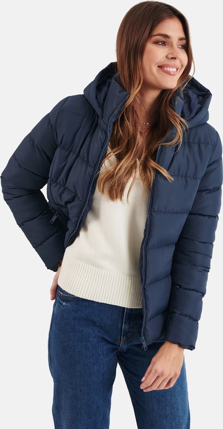 Threadbare Denim Corps Dianna Korte Puffer Met Capuchon Overgangsjasje ...