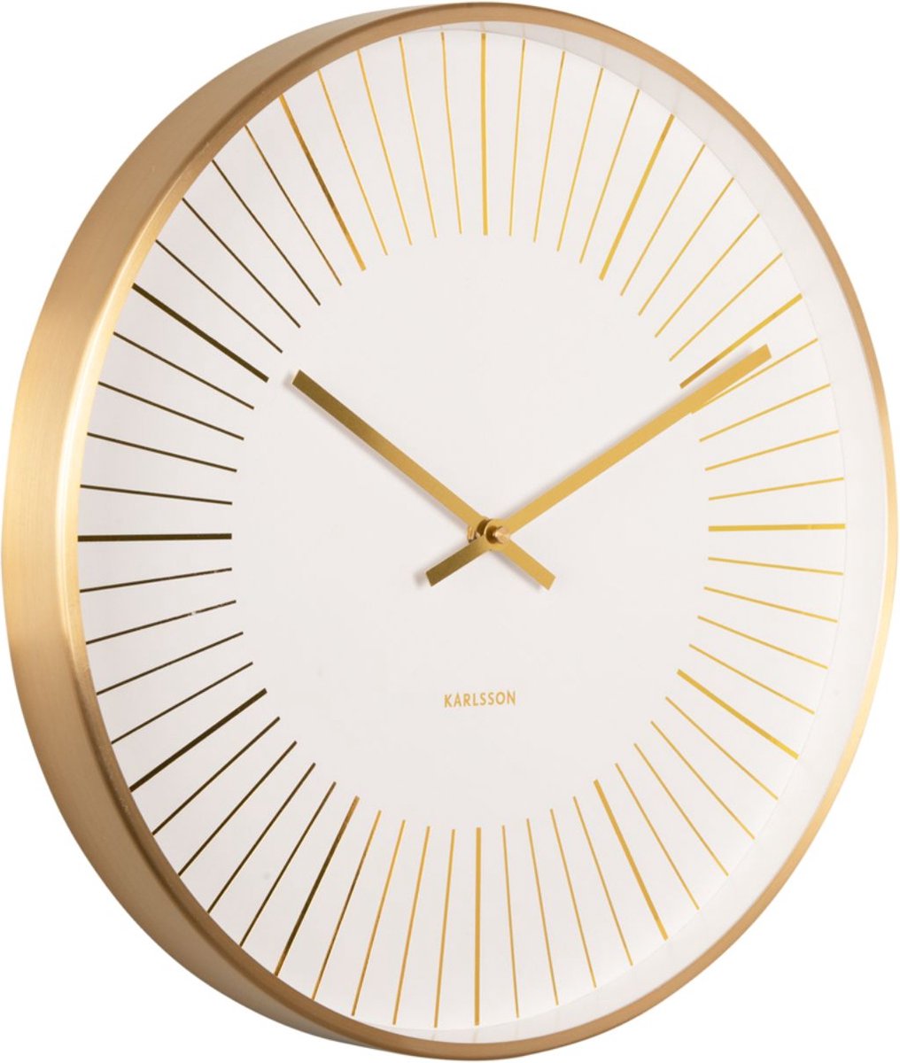 Karlsson Wandklok Gold Lines - Wit - Ø40cm - Wandklok Modern | bol.com