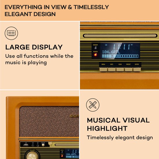 Belle Epoque 1906 DAB retro stereo-installatie radio DAB FM mp3 ...