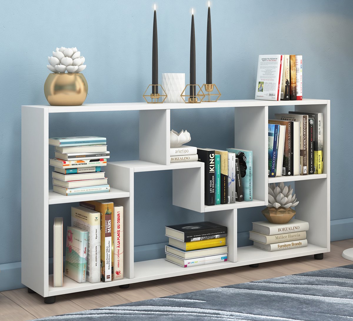 VCM Houten dressoir plank Room Divider vloer staande plank Deco opslag ...