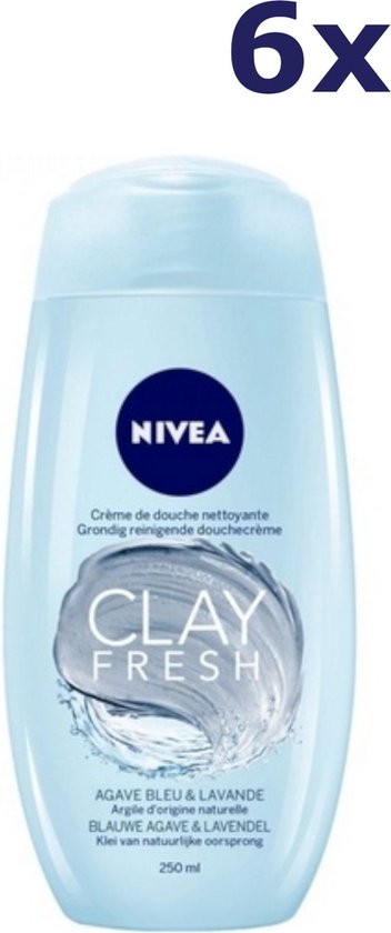 6x Nivea Douchegel - Clay Fresh Blauwe Agave & Lavendel 250 ml | bol.com