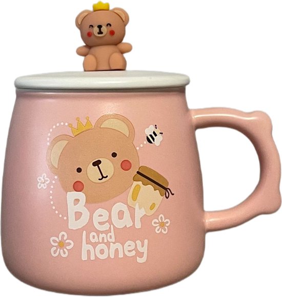 Koffie Thee Mok Met Keramiek Deksel En Lepel-Drinkbeker Bedrukt Met ...