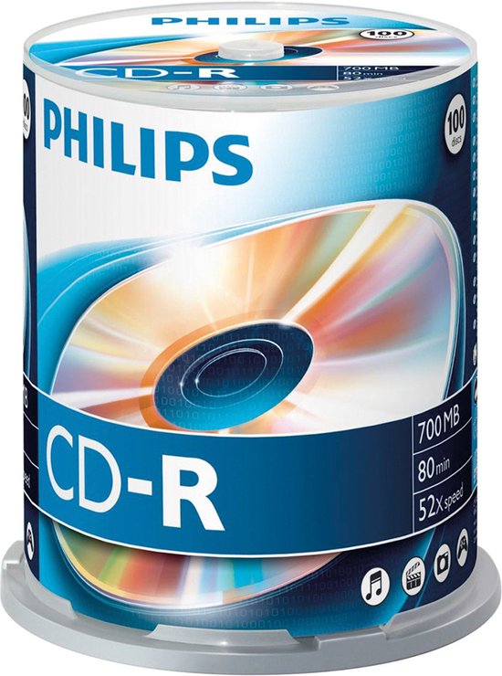 Philips - Philips CD-r 52x 700mb 100cake | bol.com