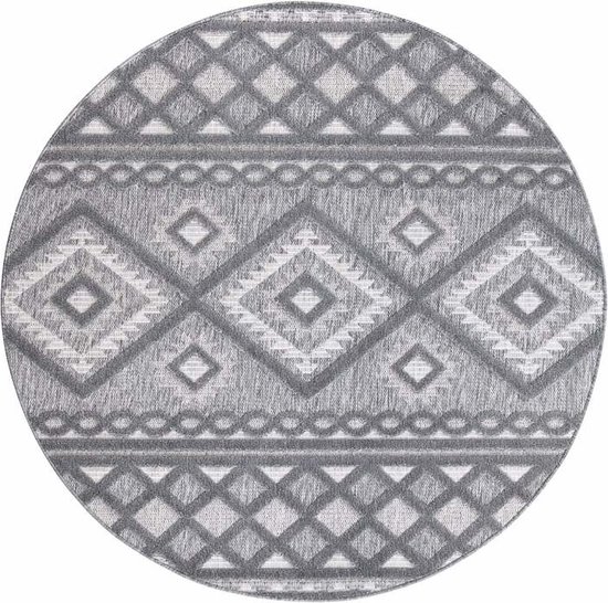 Flycarpets Caprenia Grijs Buitenkleed Rond - Vloerkleed Buiten ...