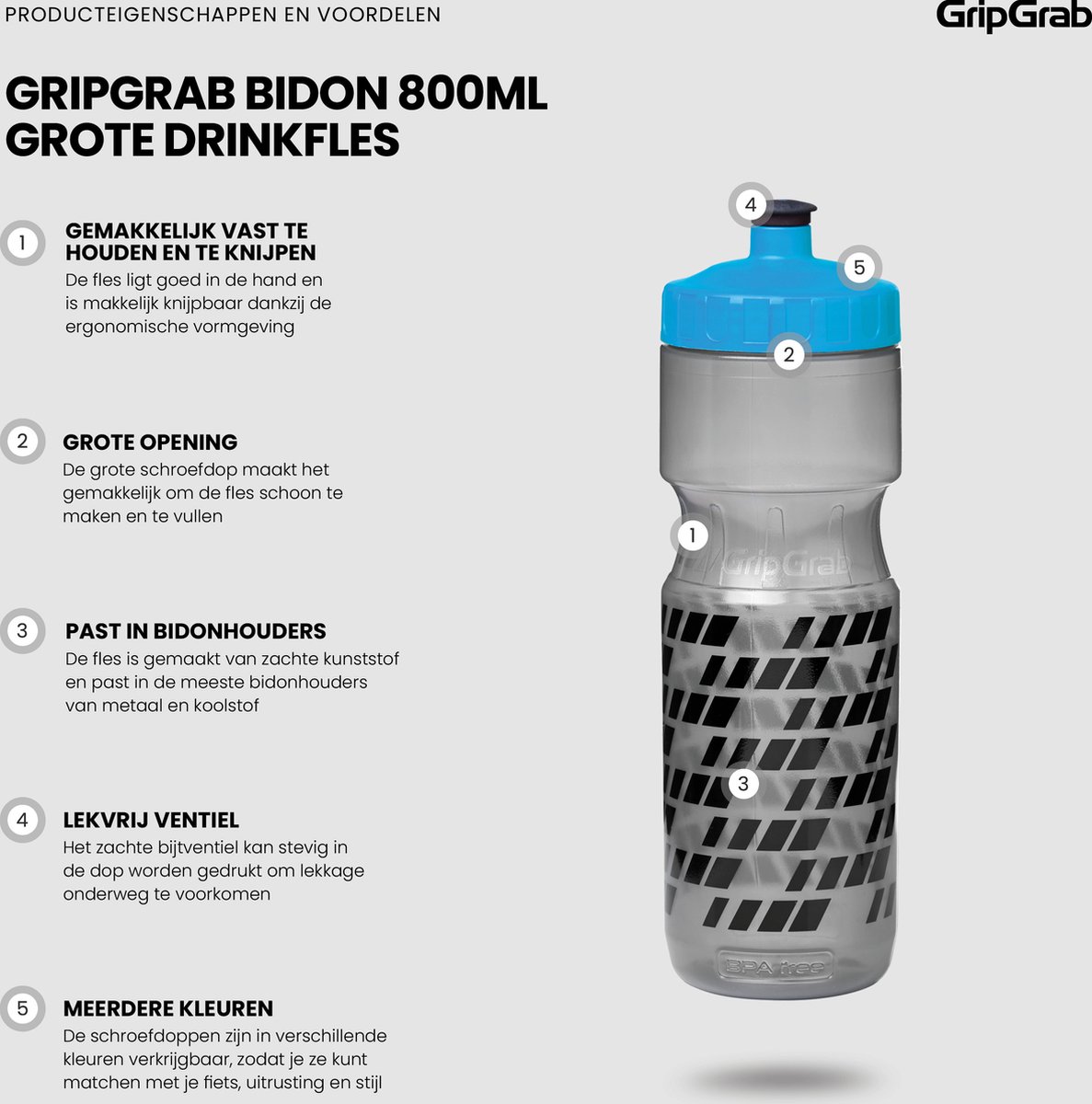 GripGrab - Bidon 800ml Drinkbus Groot Fiets Waterfles BPA Vrij ...
