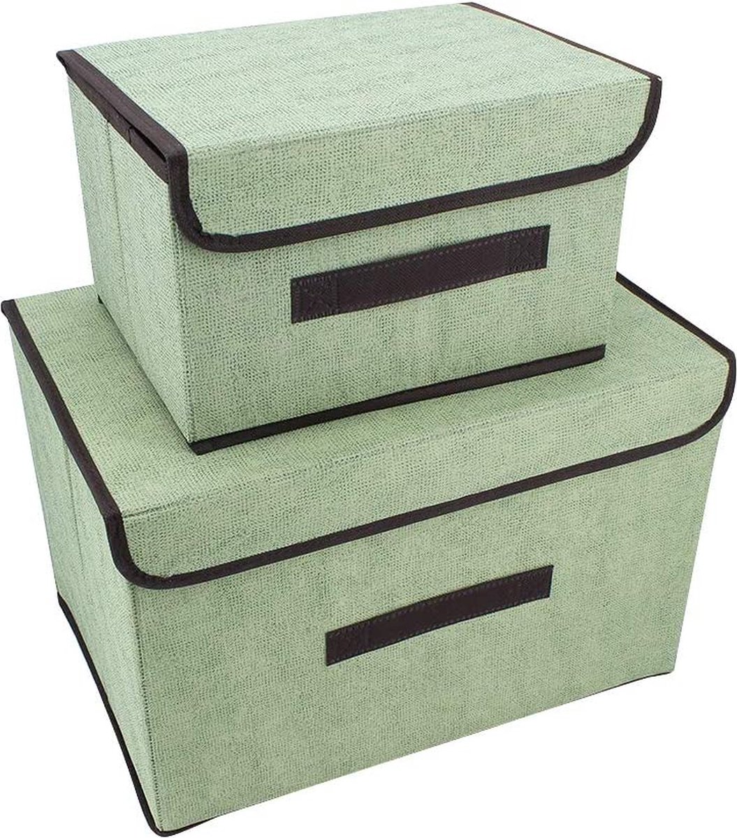 opbergdoos Set van 2 opbergdozen met deksel Opvouwbare opbergdoos met ...
