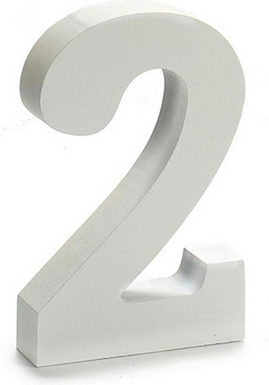 Cijfer 2 Hout Wit (2 x 16 x 14,5 cm) (24 Stuks) | bol.com