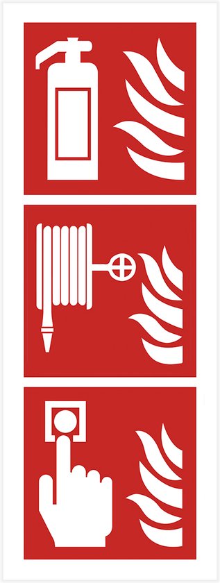 Bord | 3 pictogrammen brandveiligheid | 18 x 52 cm | 3-in-1 ...
