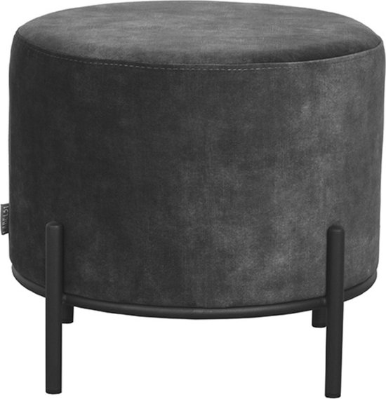 LABEL51 Troy Poef - Grijs - Velours - L | bol