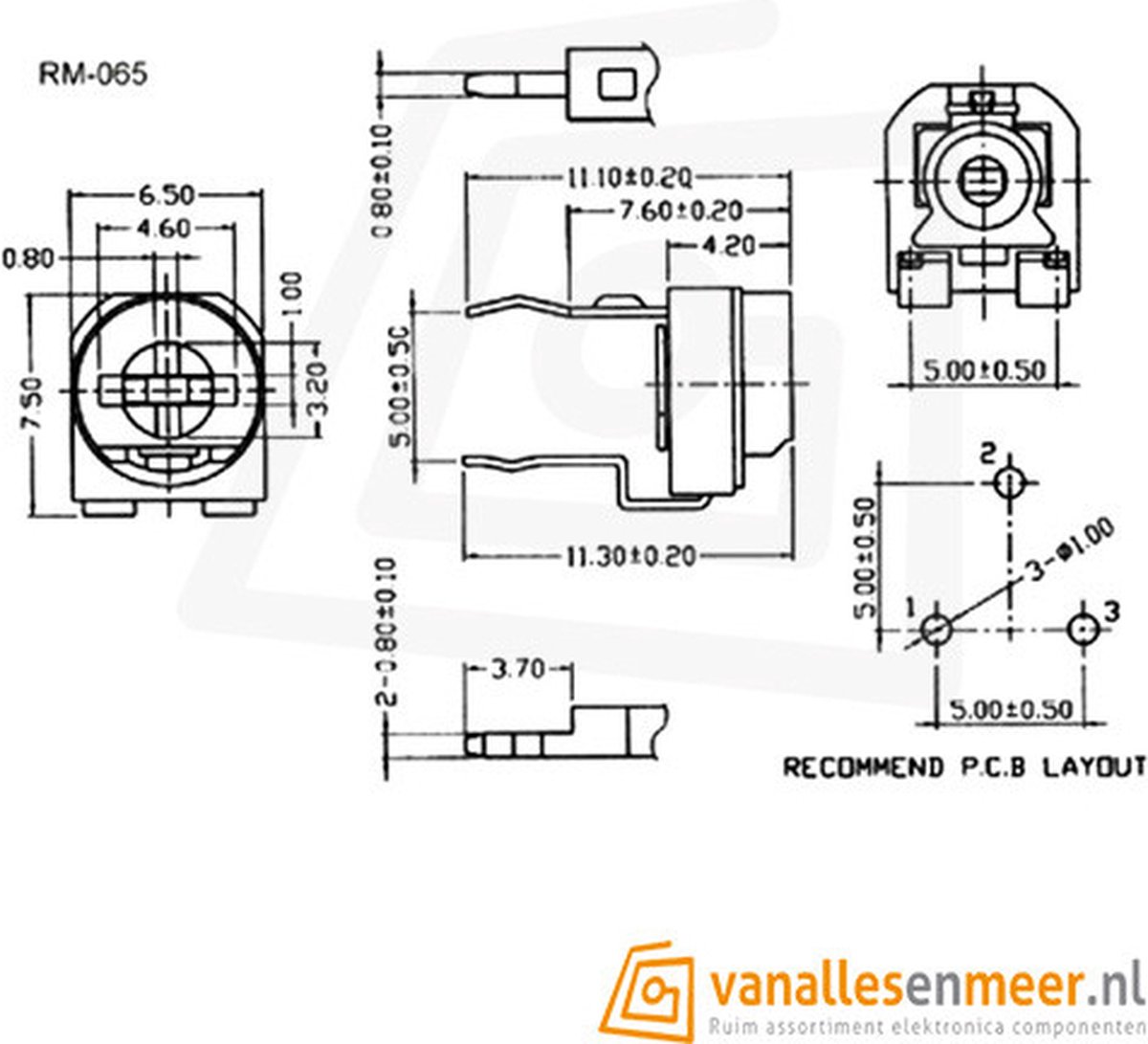 Weerstand regelbaar 10K Ohm RM-065 Trimpot Trimmer Potentiometer 10 ...