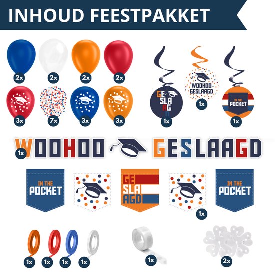 Partylove.nl® 36 items Feestpakket WooHoo Graduation - Versiering ...