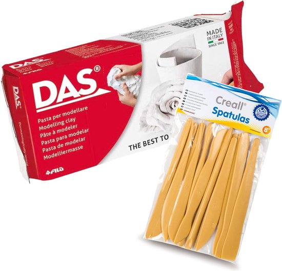 DAS Deluxe klei-avontuur: 2kg Zelfhardende klei Wit en 14-delige ...