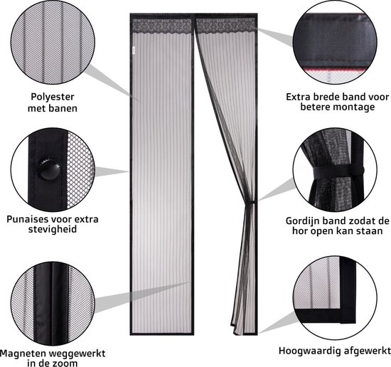 Deurgordijn – Vliegengordijn - Magnetisch - Deurhor Deluxe 92 x 230 cm ...