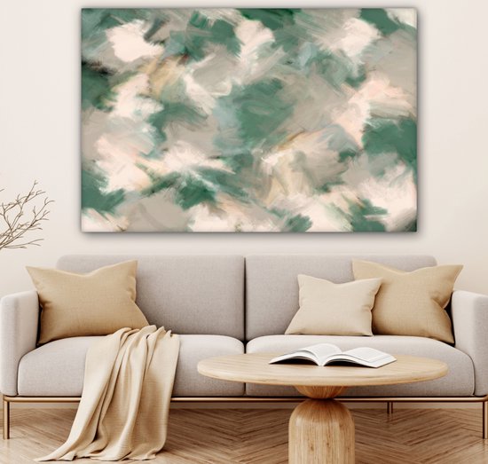 Kunst - Verf - Groen - Beige - Abstract | bol.com