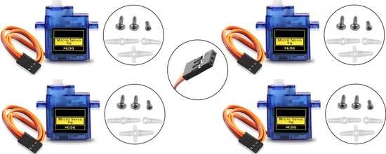 SG90 9g Micro Servo Motor (4 stukken) 1.8kg.cm koppel - voor o.a. RC ...