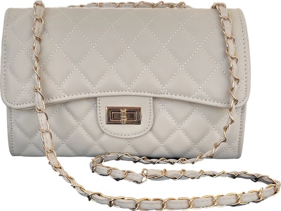 Schoudertas Classic Beige | Dames Schoudertas | Schoudertas met gouden ...