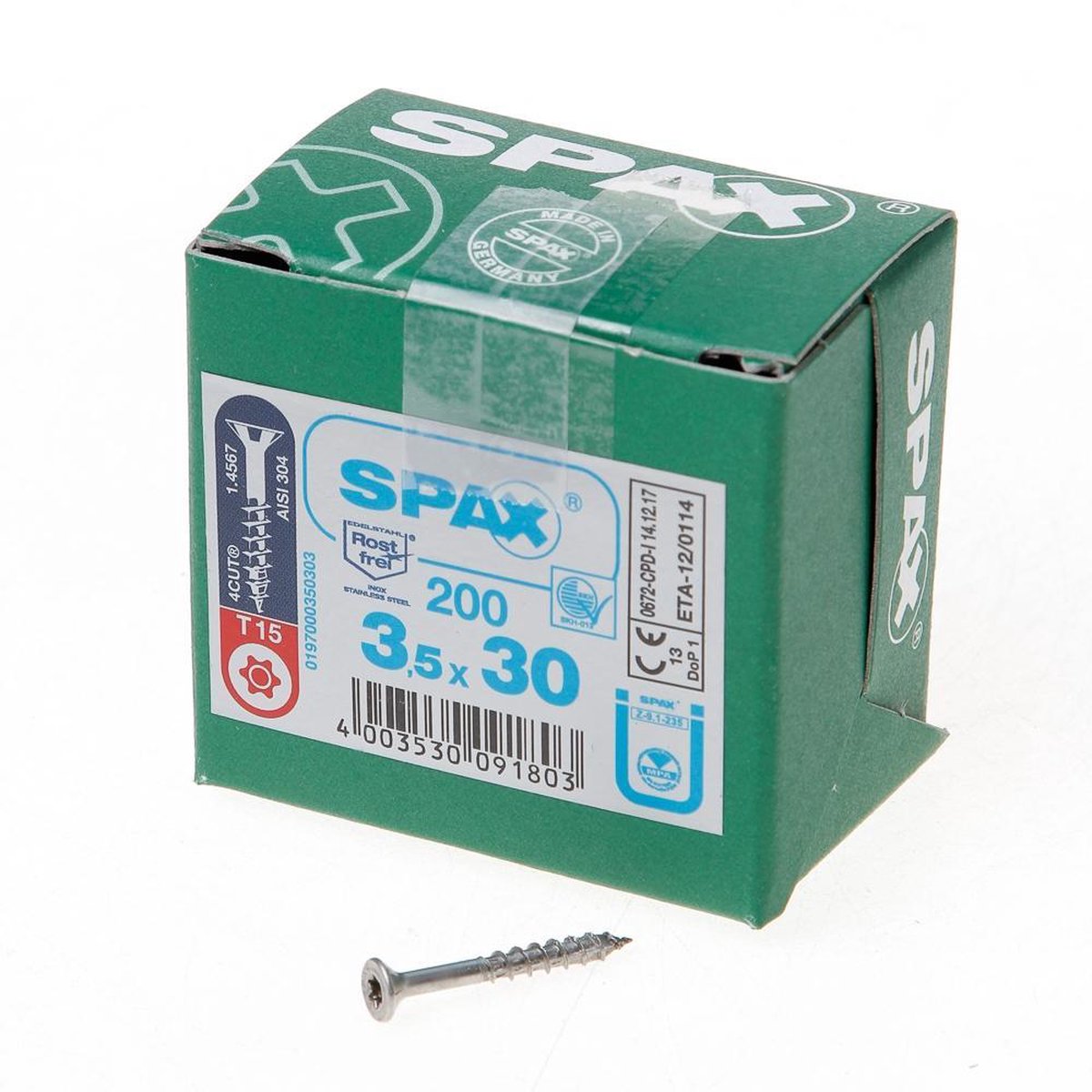 Spax Spaanplaatschroef RVS Torx 3.5 x 30 - 200 stuks | bol.com
