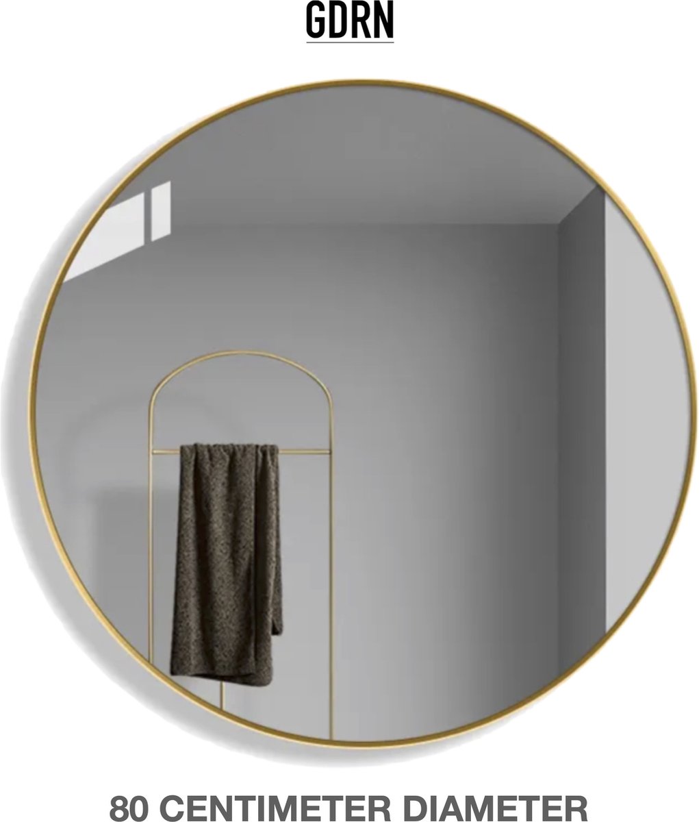 GDRN - Spiegel Goud Rond 80cm - Wandspiegel - Metalen Frame - Modern | bol