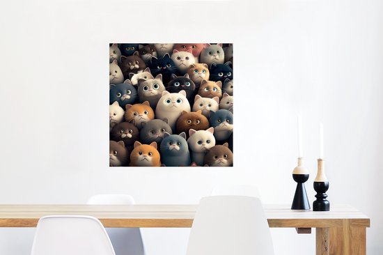 Poster Katten - Dieren - Poes - Design - Meiden - Jongens - 50x50 cm ...