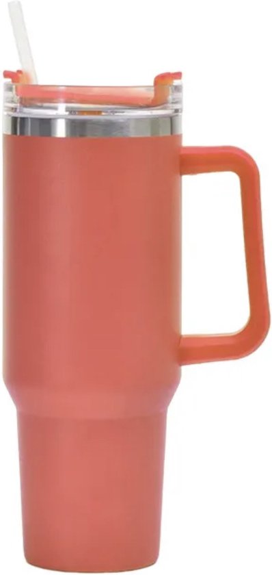 Thermosbeker met handvat- Mug to go- RVS beker- Travel cup- Beker met ...
